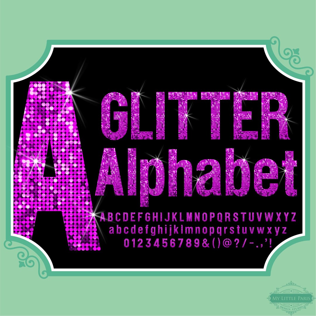 PNG Glitter Clip Art Letters Font Numbers Instant Download Files Pink ...