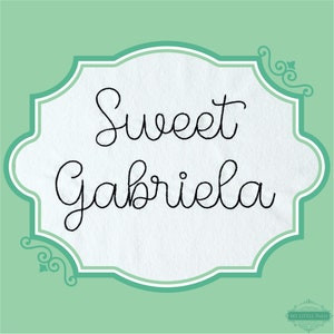 Embroidery Bean Sweet Gabriela Script Font - 0.75" 1" 1.5" 2" - BX ...