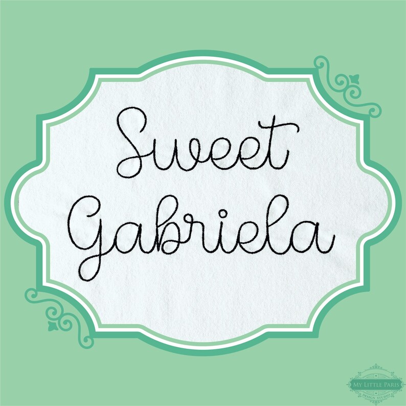 Embroidery Bean Sweet Gabriela Script Font - 0.75" 1" 1.5" 2" - BX ...