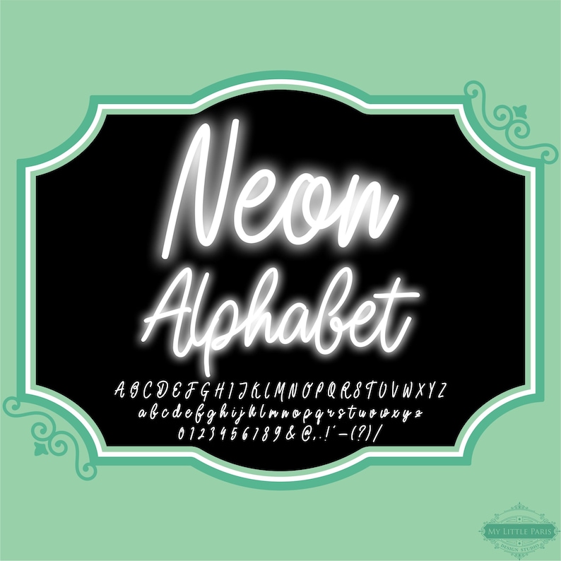 Neon Script Alphabet PNG Clip Art Letters Font Numbers Instant - Etsy