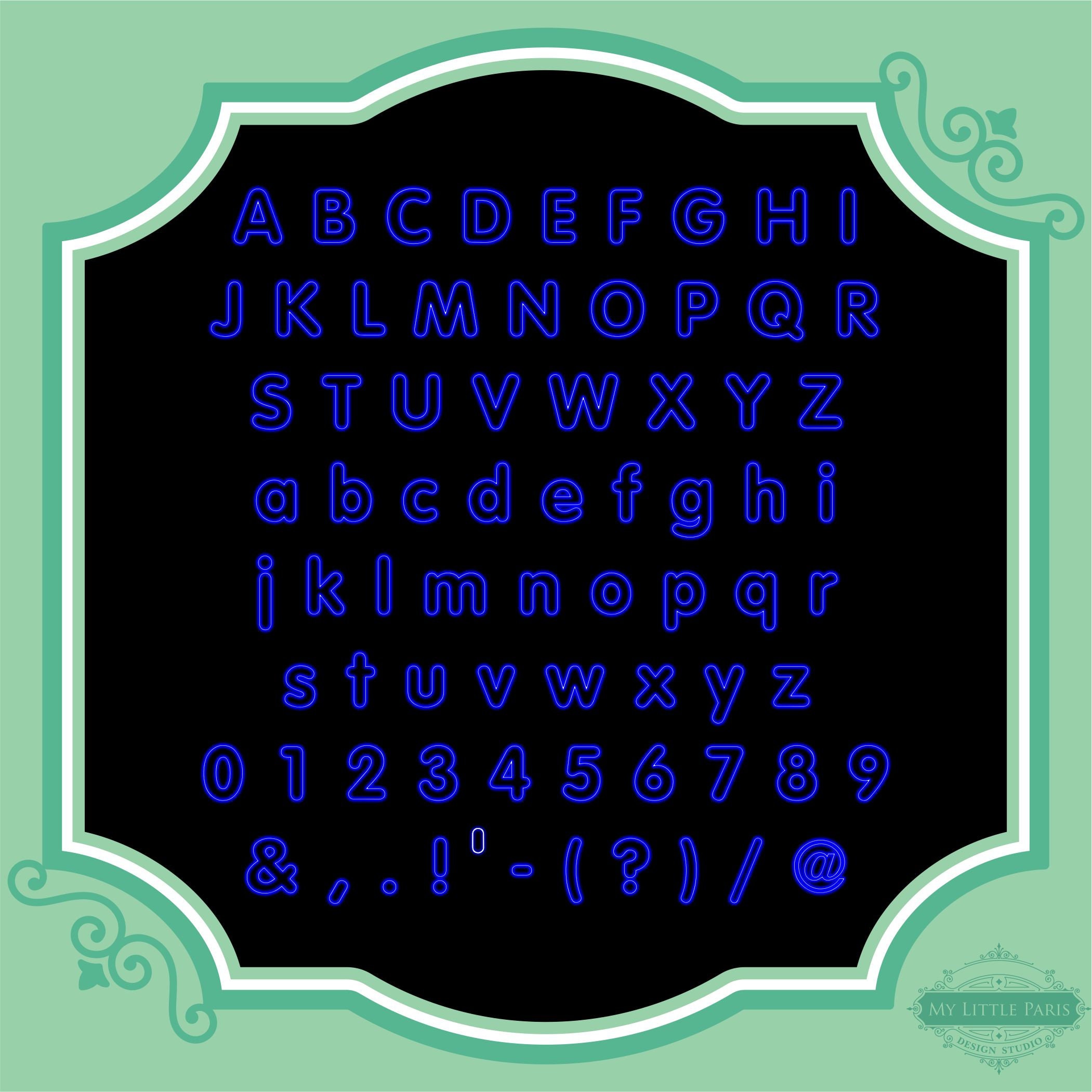 Neon Glow Effect Alphabet PNG Clip Art Blue Letters Font | Etsy