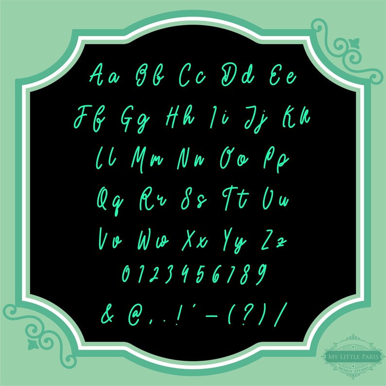 Neon Aqua Script Alphabet PNG Clip Art Letters Font Numbers | Etsy