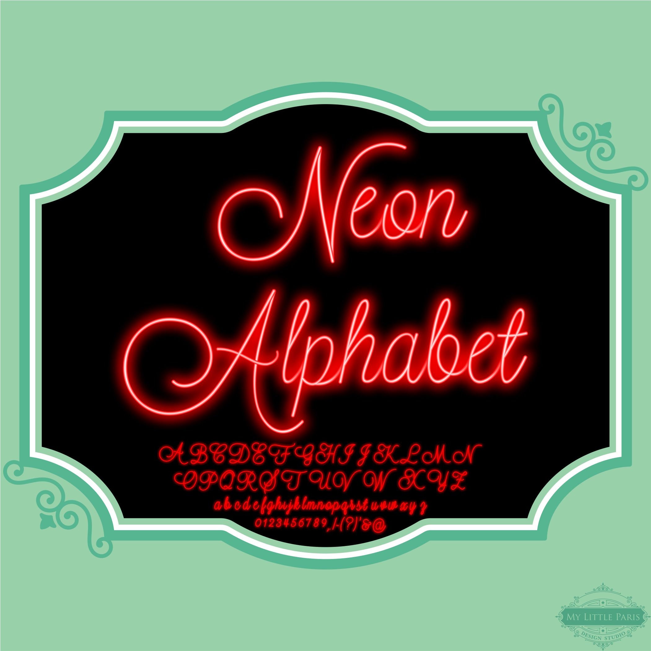 Neon Glow Effect Bundle 4 Colors Alphabet PNG Clip Art Script - Etsy