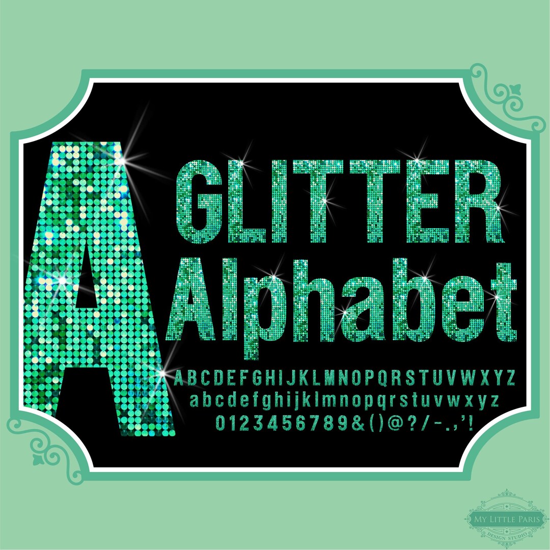 PNG Glitter Clip Art Letters Font Numbers Instant Download Files Aqua ...