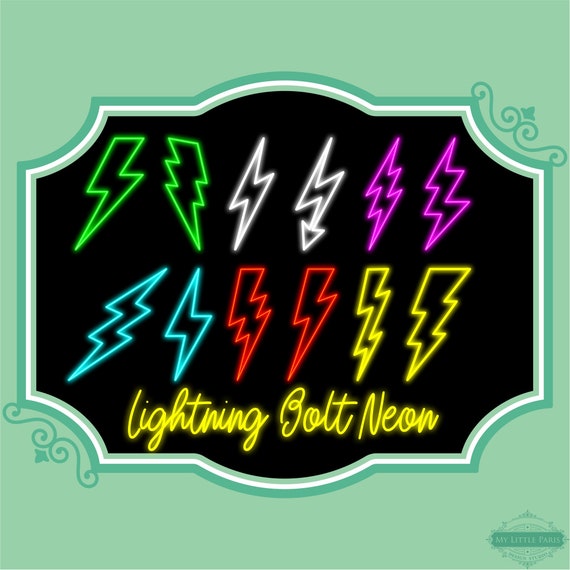 PNG Lightning Bolt Neon Shape Clip Art Instant Download Files | Etsy