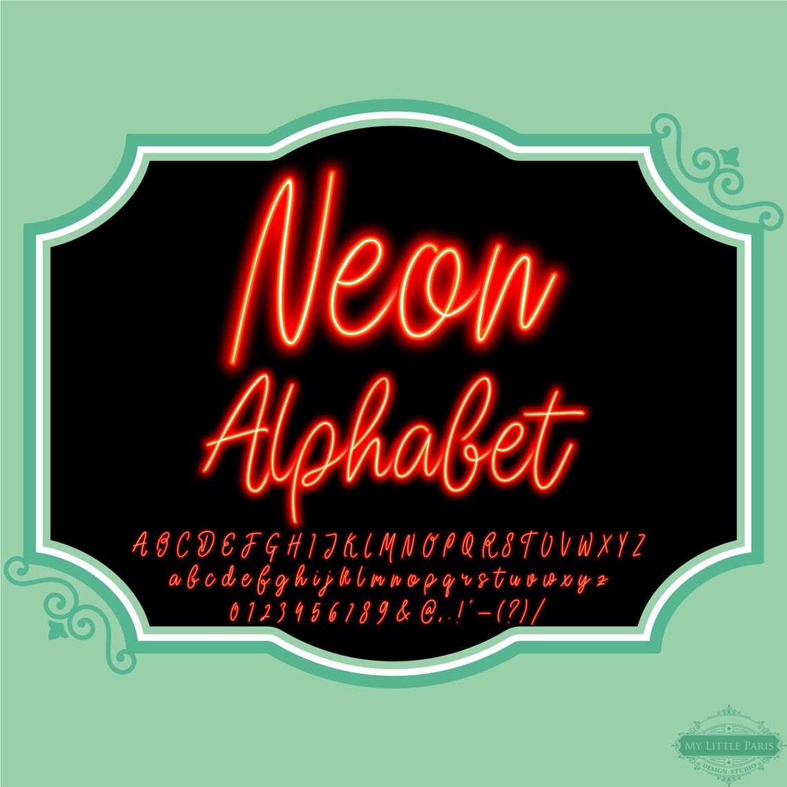 Neon Red Script Alphabet PNG Clip Art Letters Font Numbers | Etsy