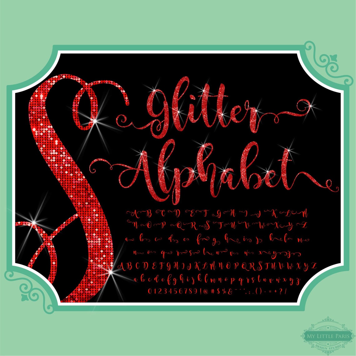PNG Glitter Clip Art Letters Script Font Numbers Instant - Etsy