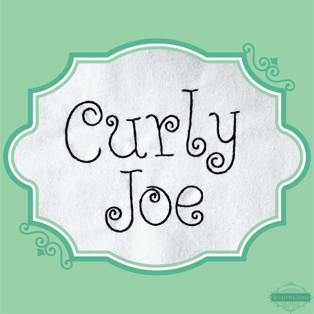 Embroidery Bean Stitch Curly Joe Font - 0.75" 1" 1.5" 2"- BX Included ...