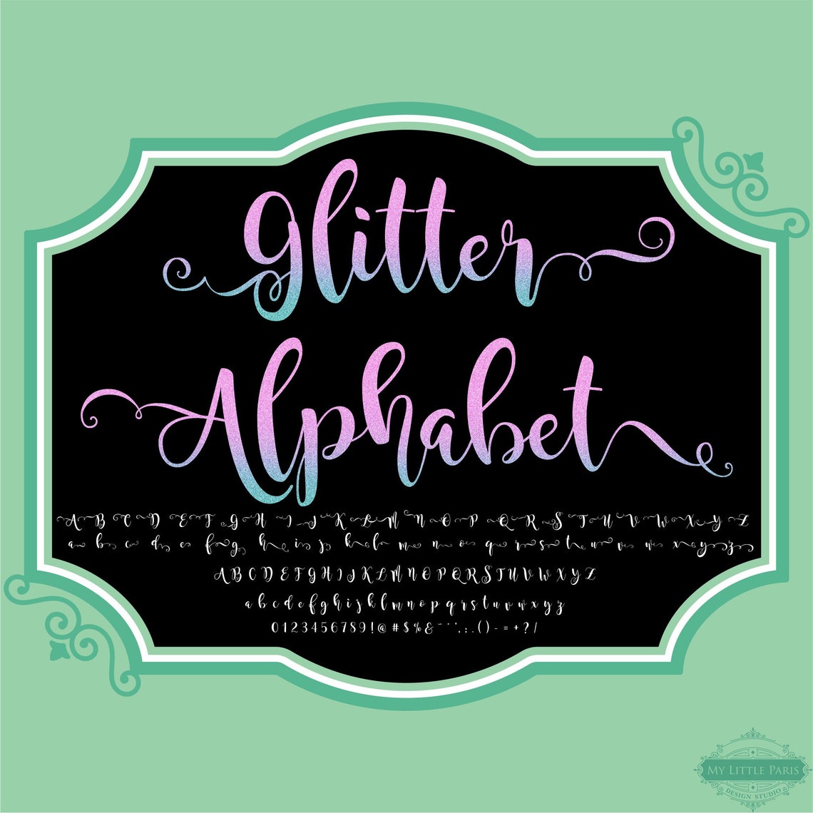 Glitter Alphabet PNG Clip Art Glitter Clipart Letters Cursive | Etsy