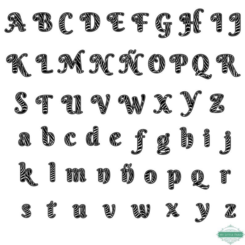 SVG PNG Alphabet Clip Art Zebra Letters Instant Download Files - Etsy