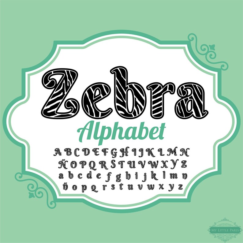 SVG PNG Alphabet Clip Art Zebra Letters Instant Download Files - Etsy
