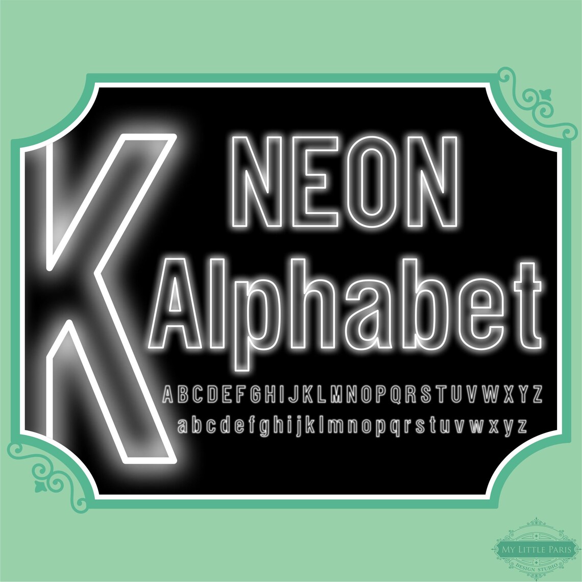 Neon Line Glow Effect Alphabet PNG Clip Art Letters Font | Etsy