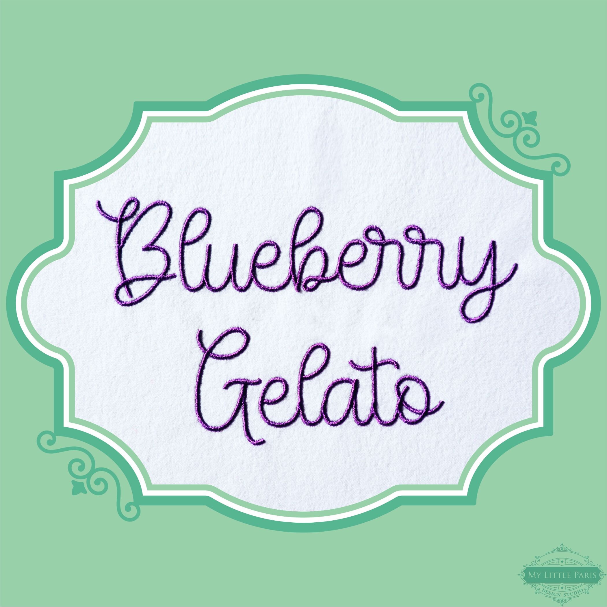 Embroidery Blueberry Gelato Satin Script Font 0.75 | Etsy