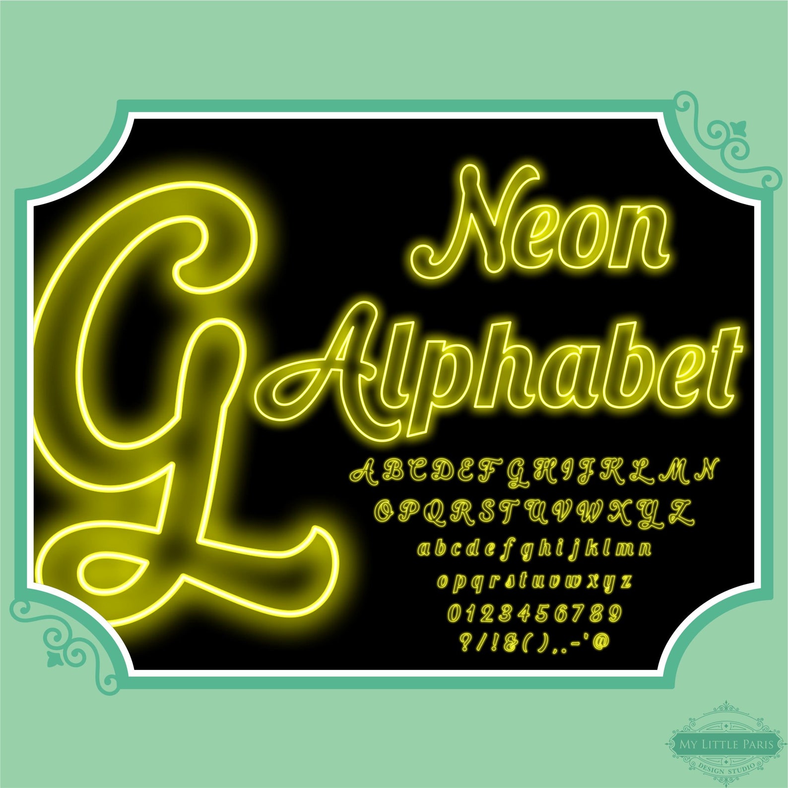 Neon Line Glow Effect Alphabet PNG Clip Art Letters Script - Etsy