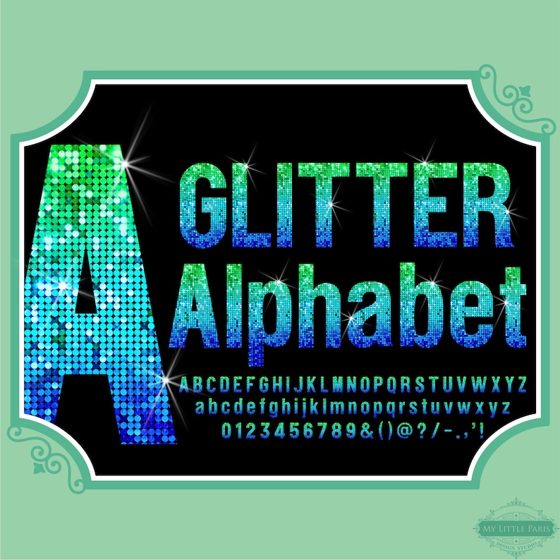 PNG Glitter Clip Art Letters Font Numbers Instant Download | Etsy