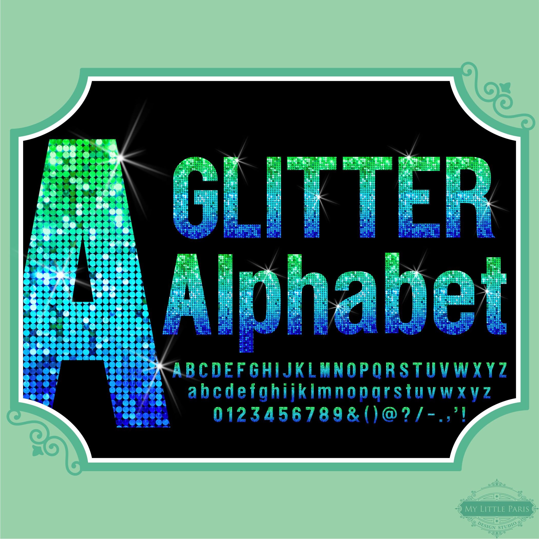 PNG Glitter Clip Art Letters Font Numbers Instant Download Files Blue ...