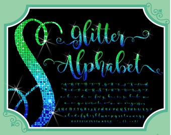 PNG Glitter Clip Art Letters Font Numbers Instant Download | Etsy