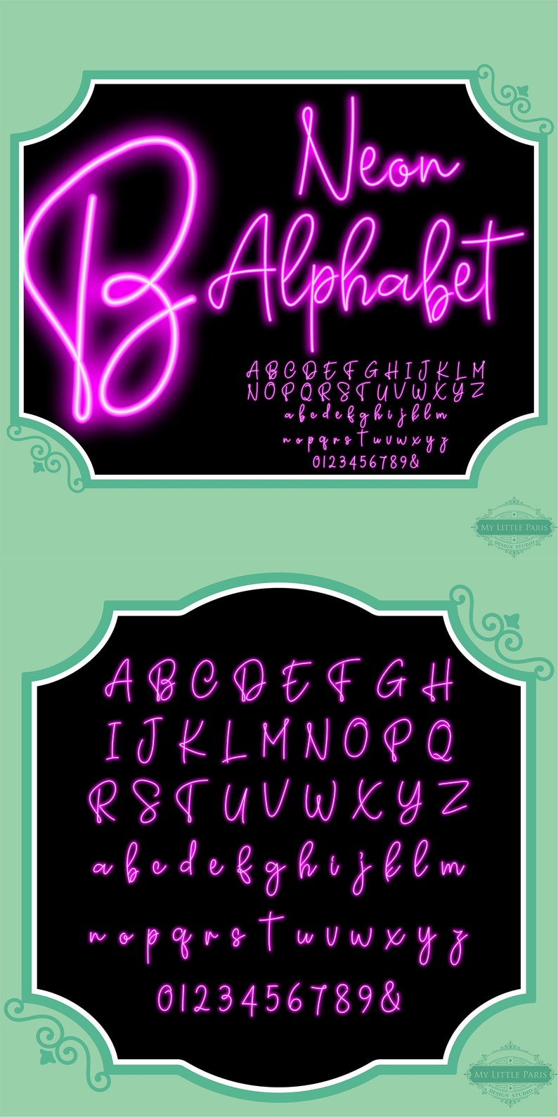 Neon Script Line Glow Effect Bundle 4 Colors Alphabet PNG Clip - Etsy