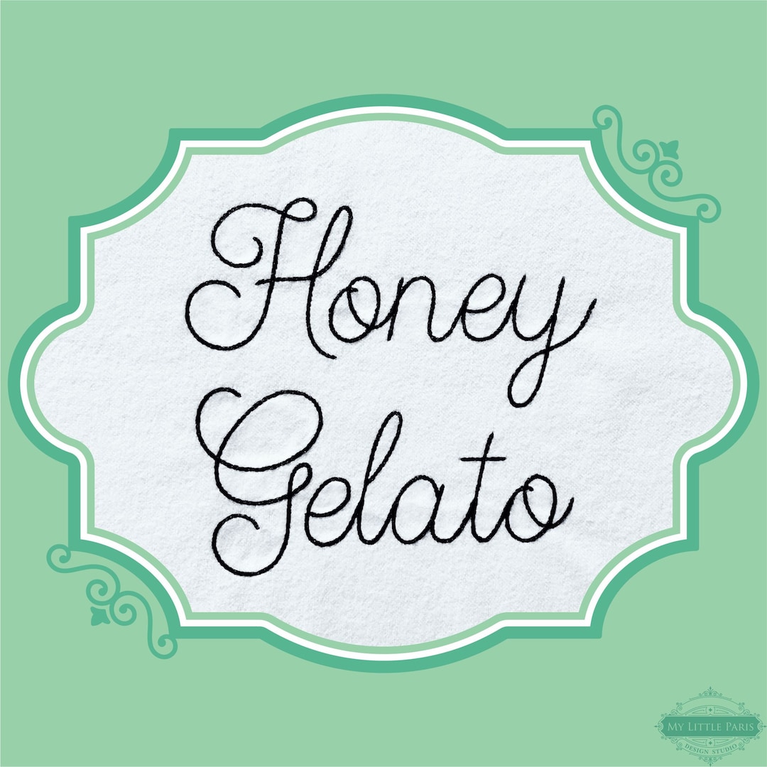 Embroidery Bean Honey Gelato Script Font - 0.75" 1" 1.5" 2" - BX ...