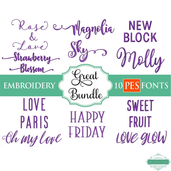 PES Embroidery Font Bundle 0.75 1 1.5 | Etsy