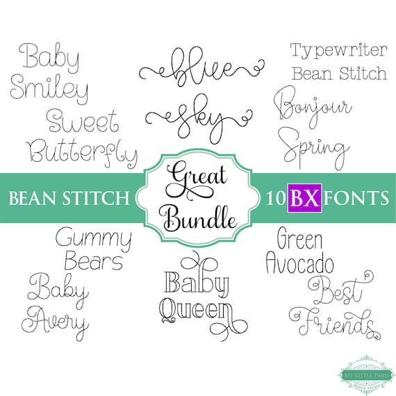 BX Bean Stitch Embroidery Font Bundle 5 0.75 1 | Etsy