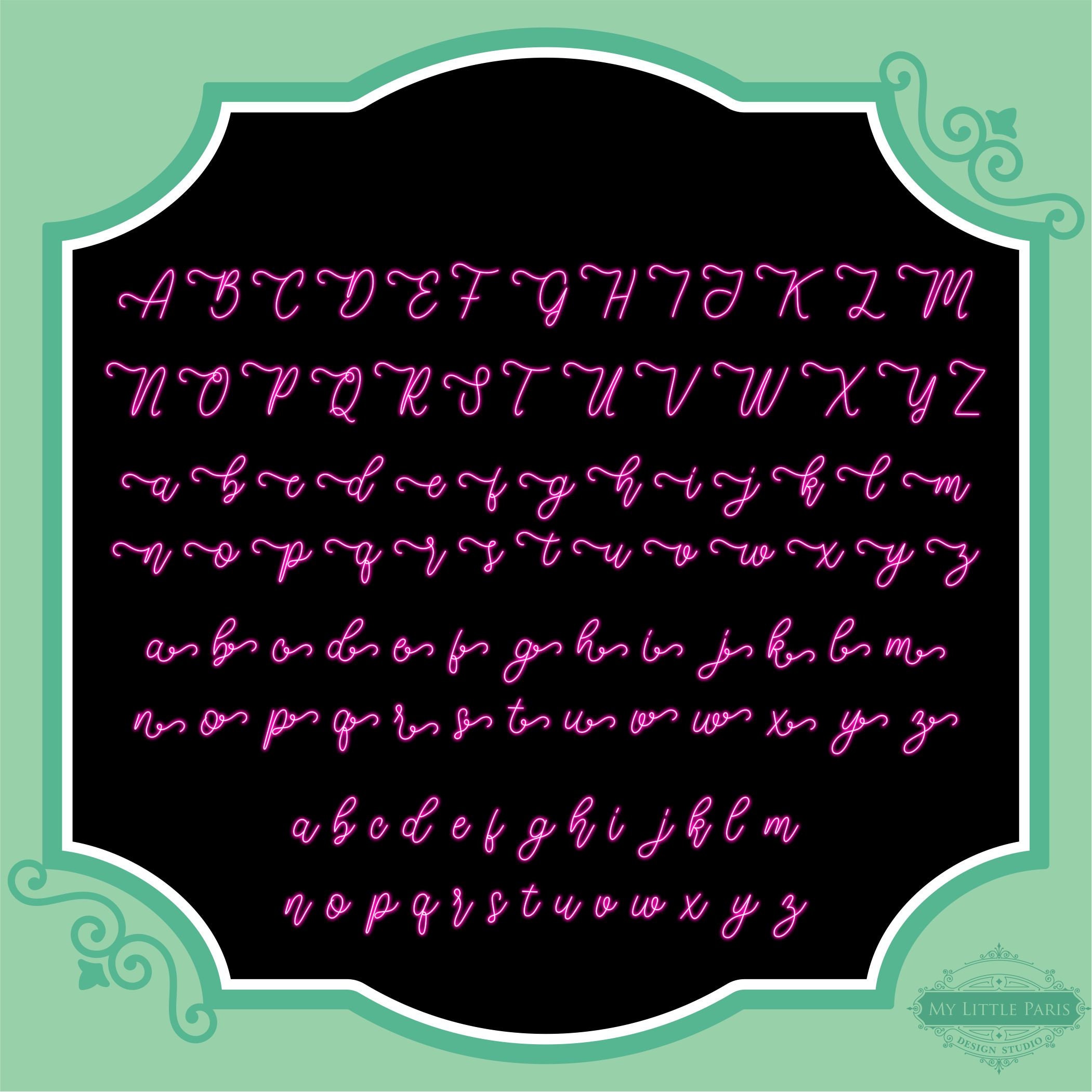 Neon Script Line Glow Effect Alphabet PNG Clip Art Letters | Etsy