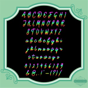 Neon Multicolor Rainbow Script Alphabet PNG Clip Art Letters Font ...