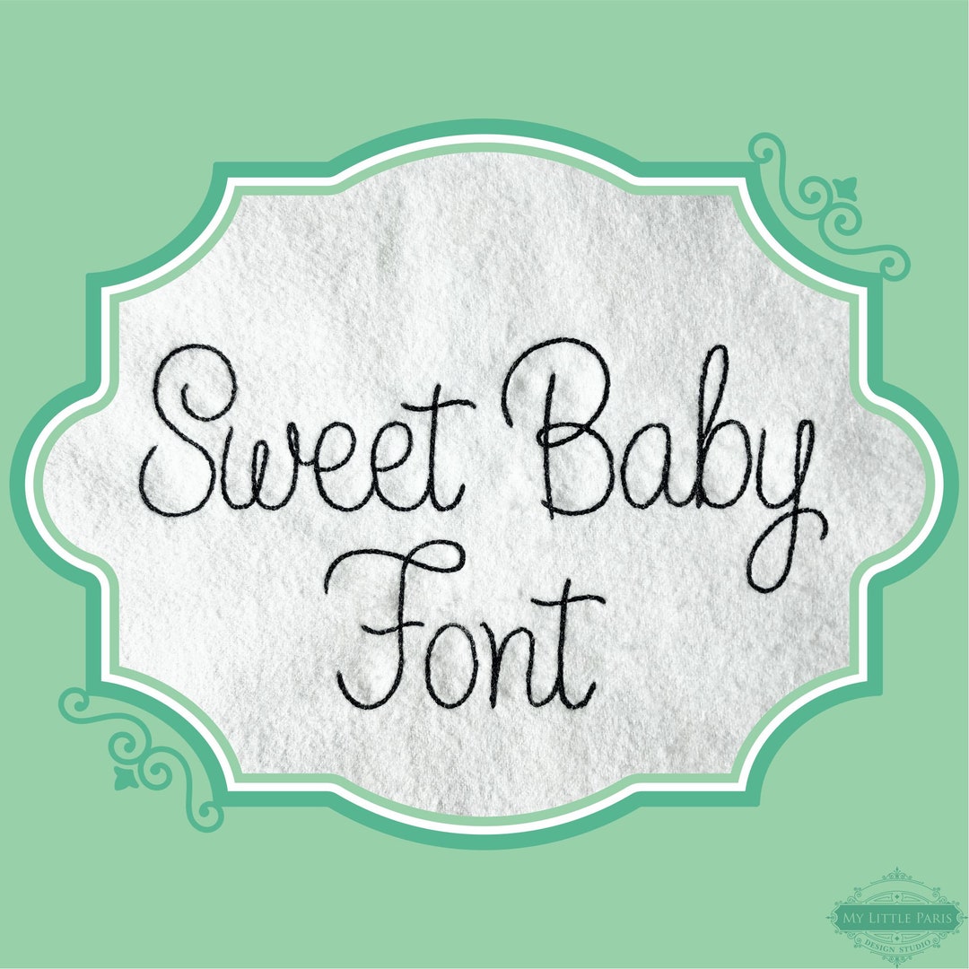 Embroidery Bean Stitch Sweet Baby Font - 0.75" 1" 1.5" 2" 2.5" - BX ...