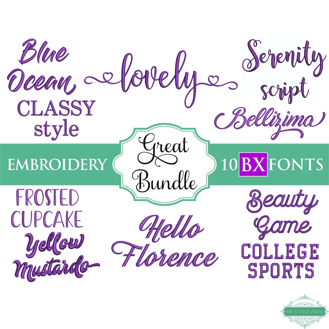 BX Embroidery Font Bundle #1 - 0.75" 1" 1.5" 2"- 10 BX Fonts - Instant ...