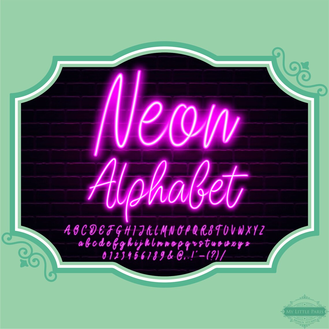 Neon Script Alphabet PNG Clip Art Letters Font Numbers Instant - Etsy