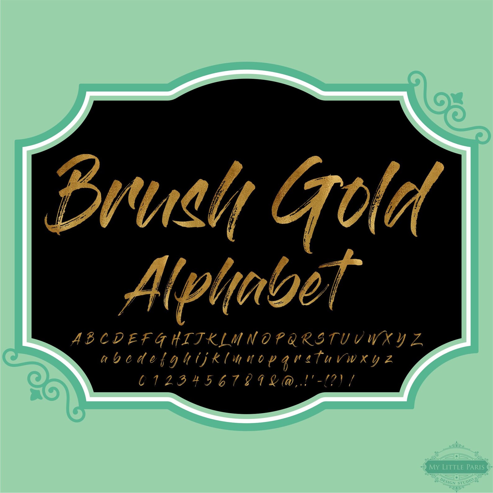 Brush Gold PNG Clip Art Letters Font Numbers Instant Download | Etsy