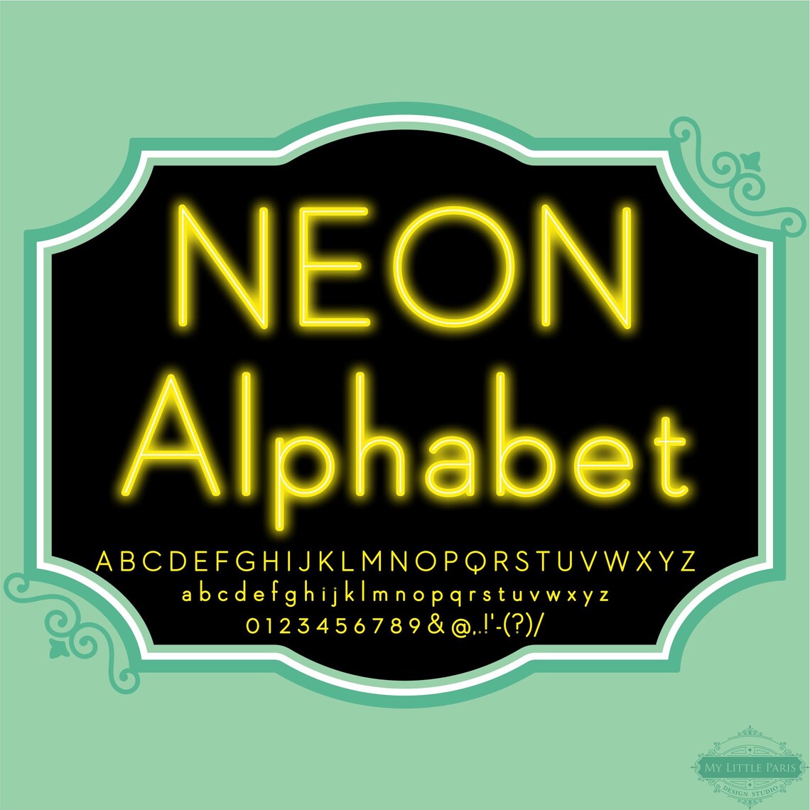 Neon Alphabet PNG Clip Art Letters Font Numbers Instant - Etsy