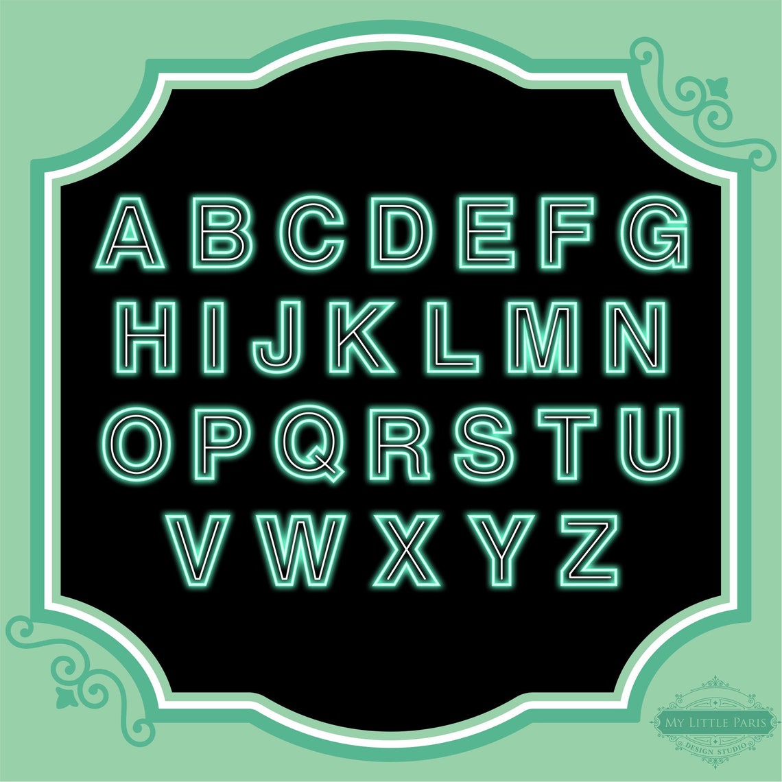 Neon Glow Effect Alphabet PNG Clip Art Letters Font Instant - Etsy