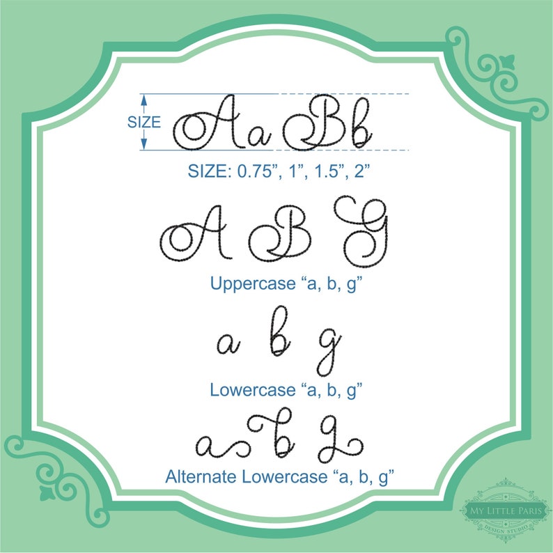 Embroidery Bean Audrey Gentry Script Font 0.75 1 - Etsy