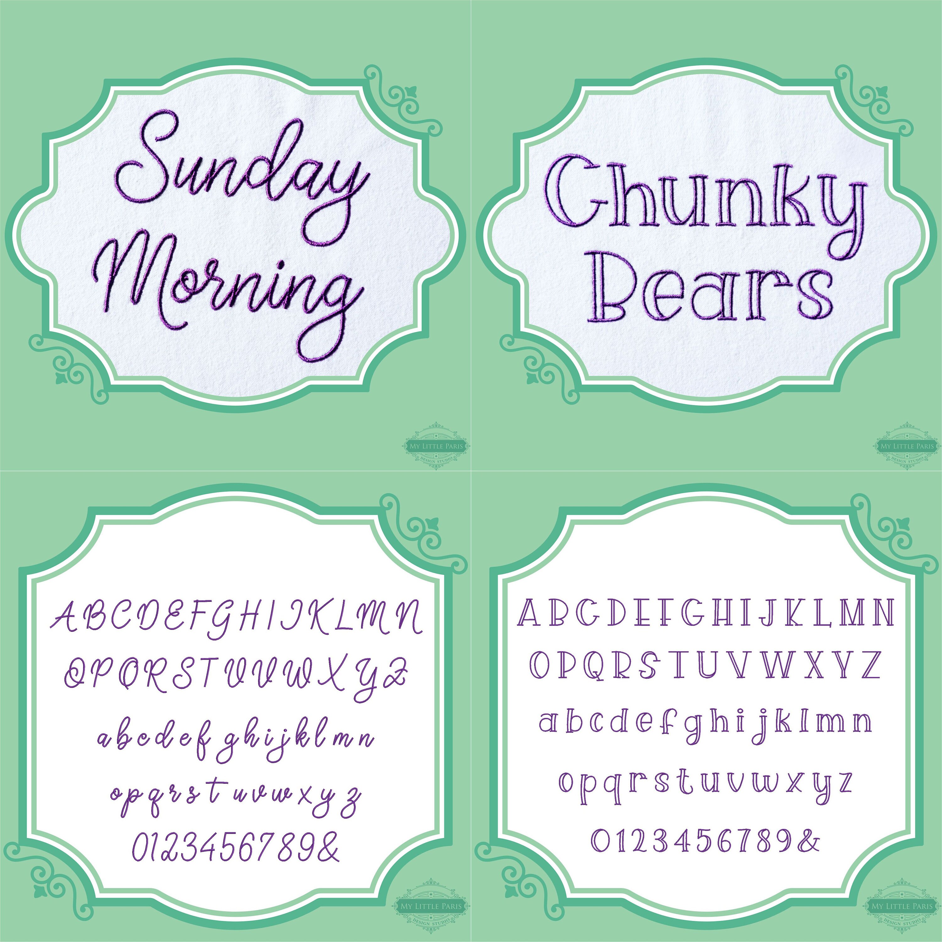SHV Satin Embroidery Font Bundle #6 - 0.75" 1" 1.5" 2"- 10 SHV Fonts ...