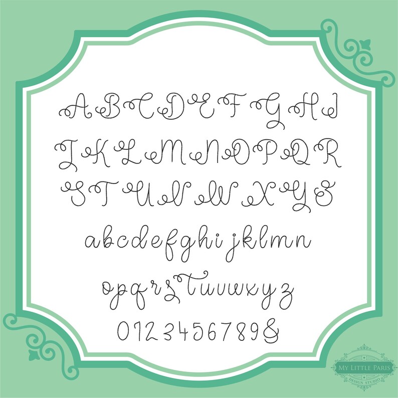Embroidery Bean Amore Valentina Script Font - 0.75" 1" 1.5" 2" - BX ...