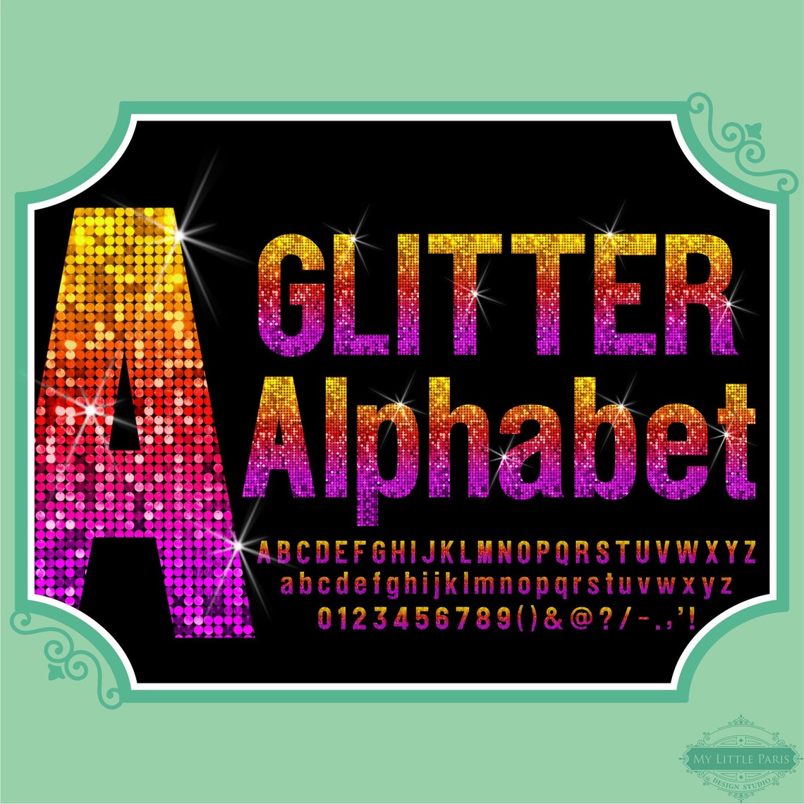 PNG Glitter Clip Art Letters Font Numbers Instant Download Files Yellow ...