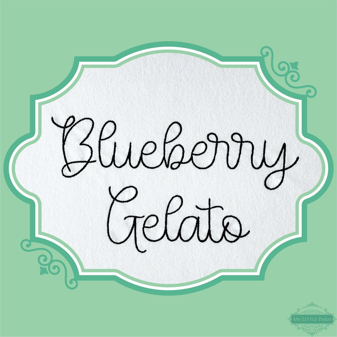 Embroidery Bean Blueberry Gelato Script Font - 0.75" 1" 1.5" 2" - BX ...
