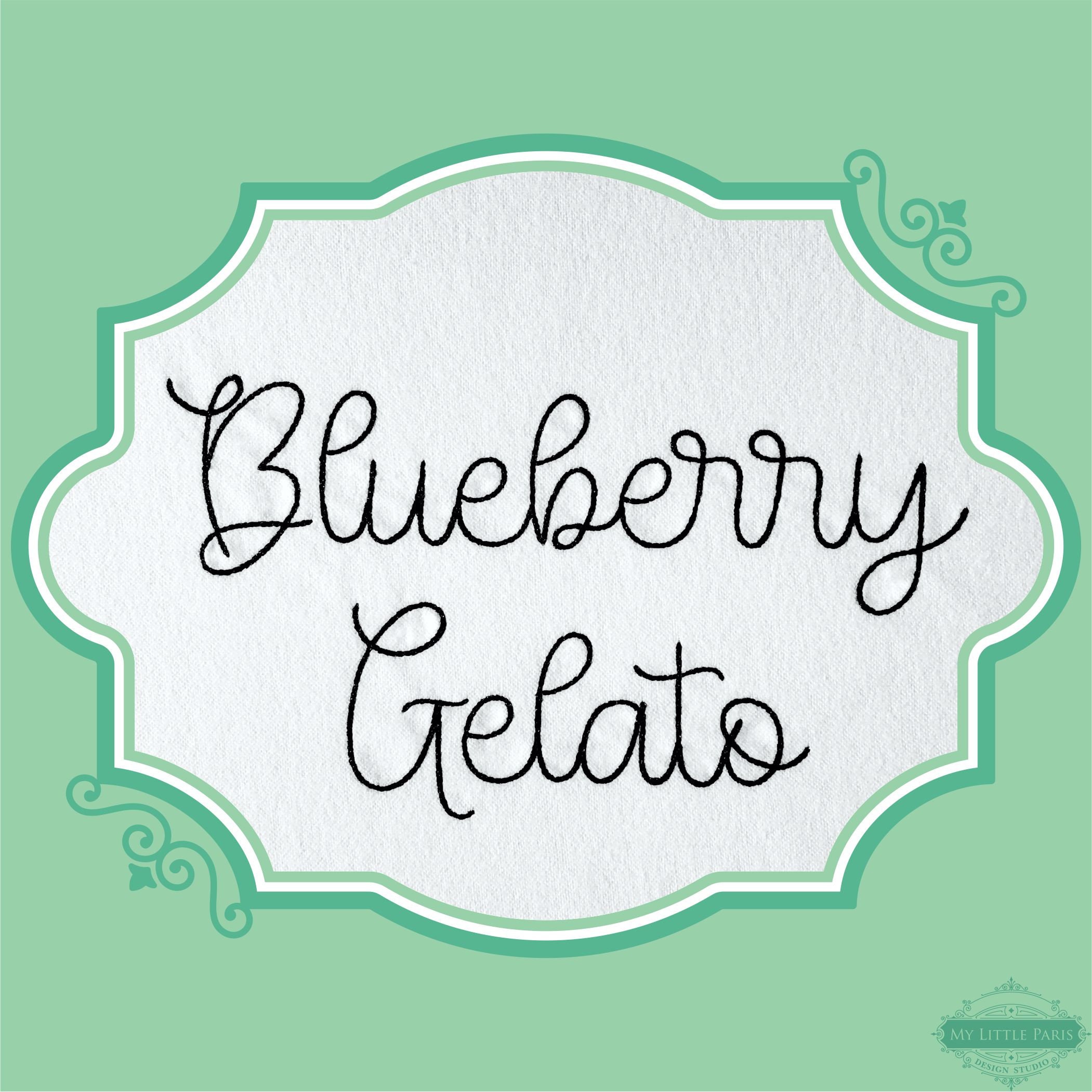 Embroidery Bean Blueberry Gelato Script Font 0.75 | Etsy
