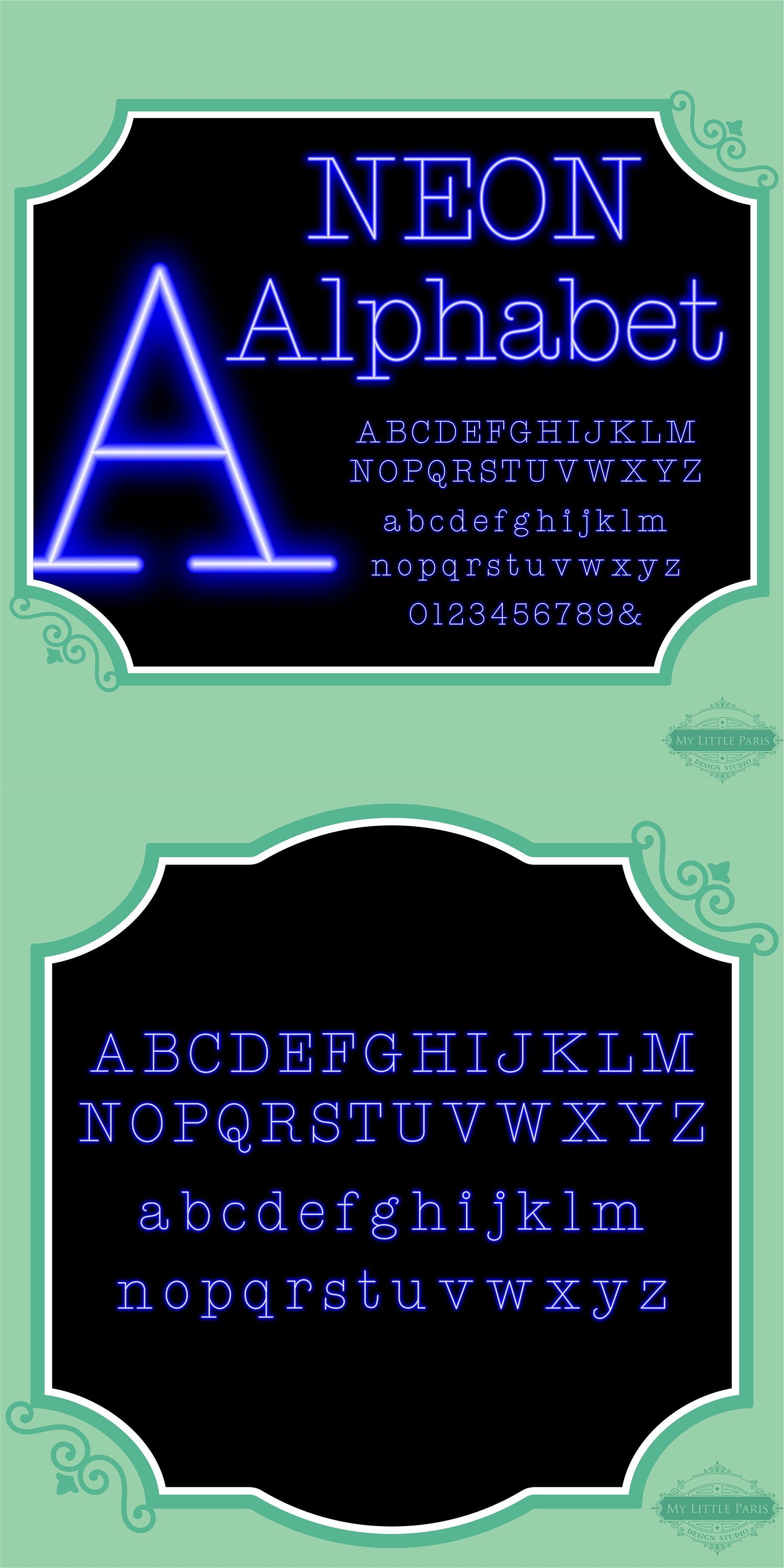 Neon Line Glow Effect Bundle 7 Colors Alphabet PNG Clip Art - Etsy