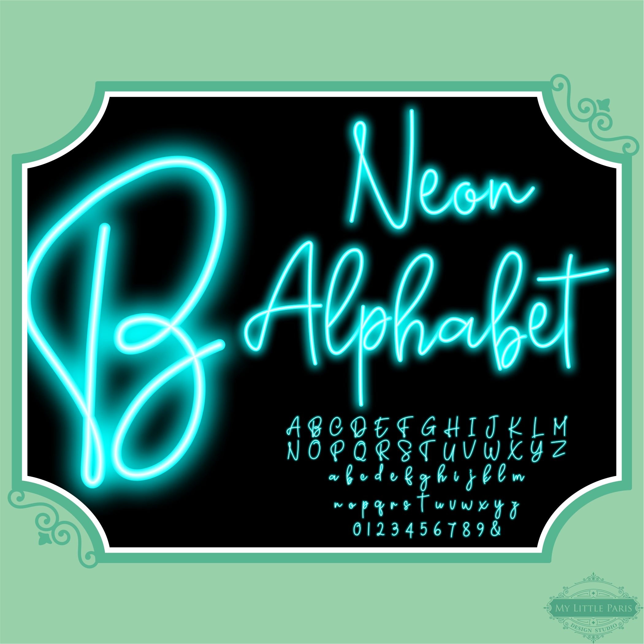 Neon Script Line Glow Effect Alphabet PNG Clip Art Buchstaben Skript ...