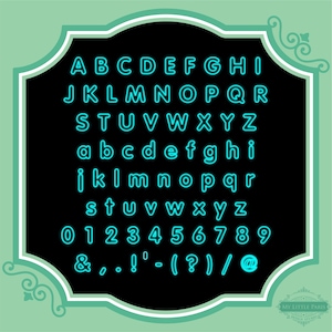 Neon Glow Effect Alphabet PNG Clip Art Cyan Letters Font Numbers Instant Download Files - Etsy