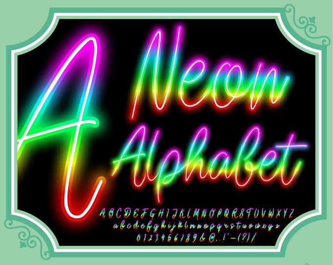 Neon Multicolor Rainbow Script Alphabet PNG Clip Art Letters - Etsy