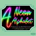 Neon Multicolor Rainbow Script Alphabet PNG Clip Art Letters Font ...