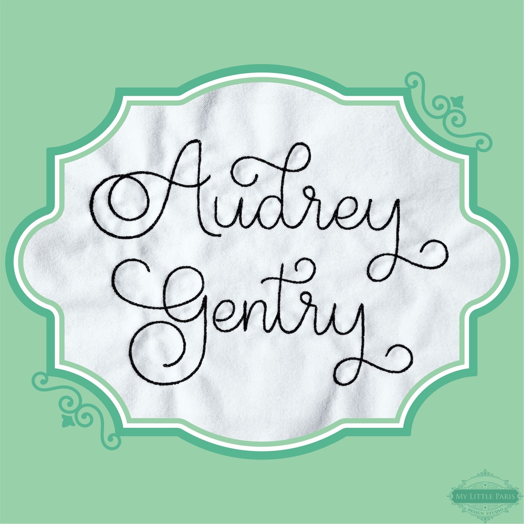 Embroidery Bean Audrey Gentry Script Font - 0.75" 1" 1.5" 2" - BX ...