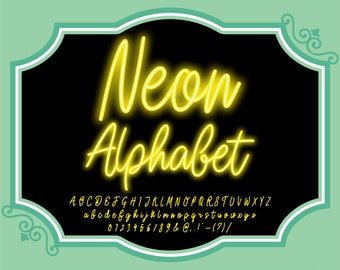 Neon Script Alphabet PNG Clip Art Letters Font Numbers Instant - Etsy