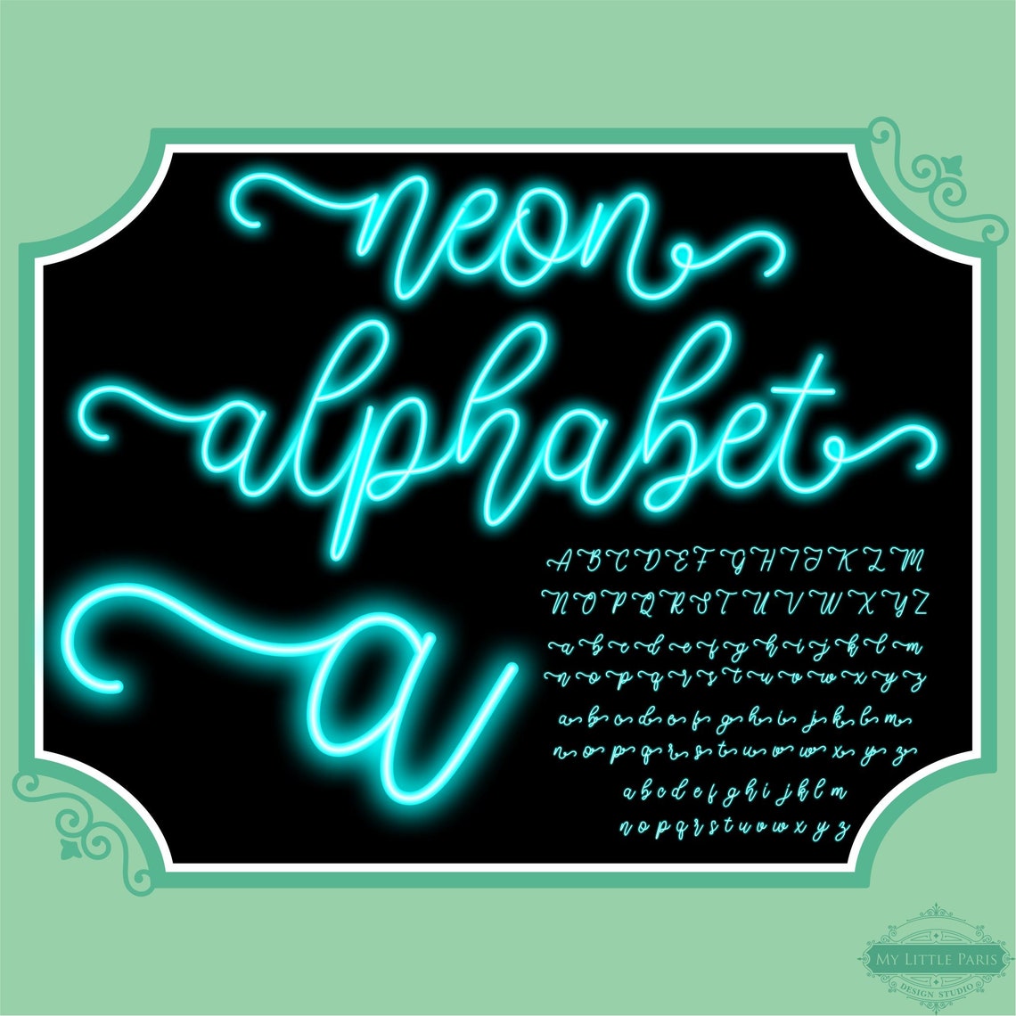Neon Script Line Glow Effect Alphabet PNG Clip Art Letters - Etsy
