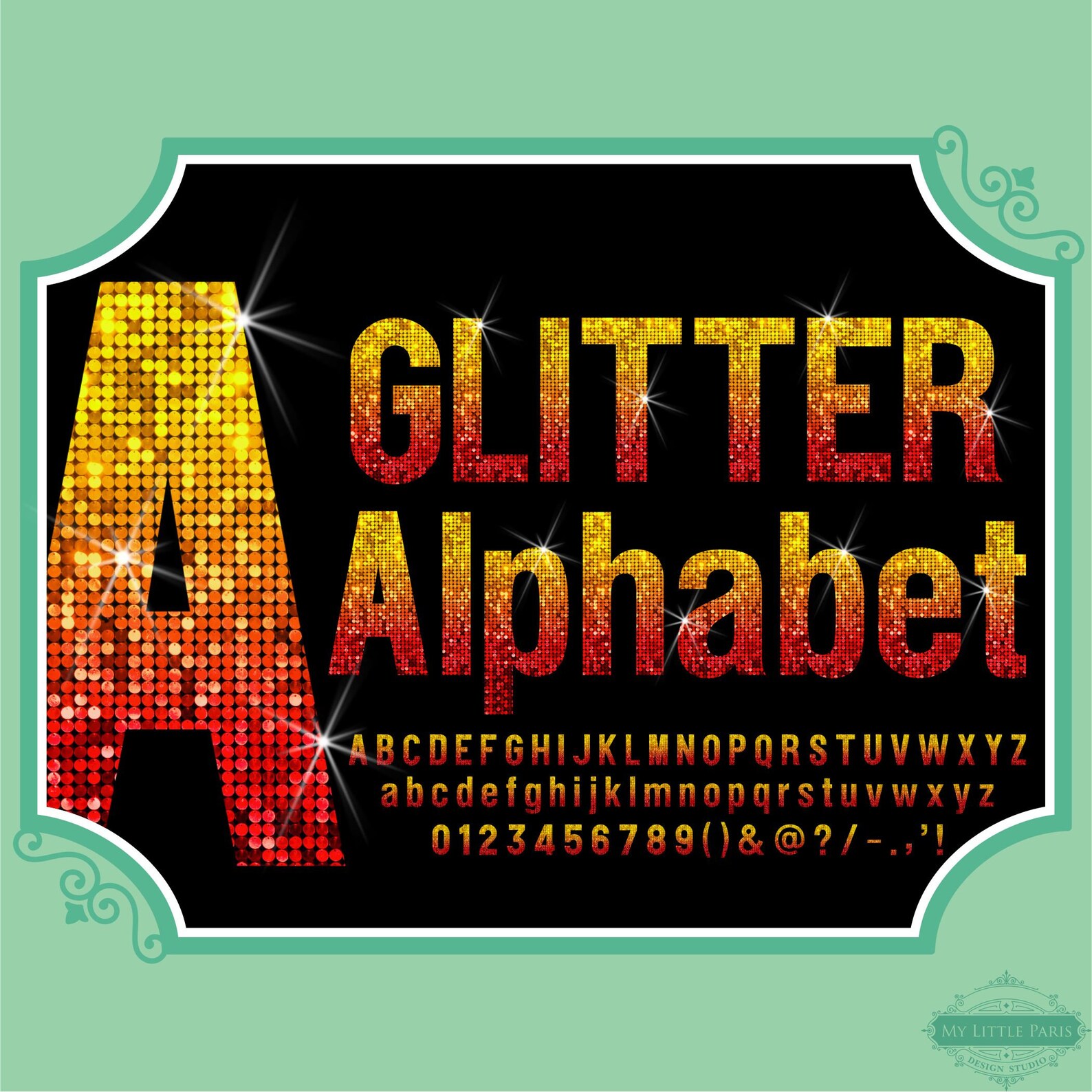 PNG Glitter Clip Art Letters Font Numbers Instant Download | Etsy