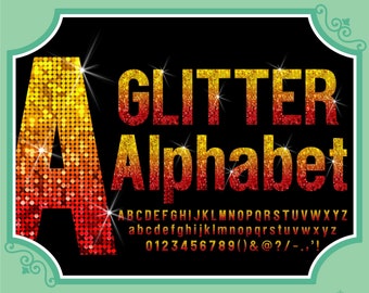 PNG Glitter Clip Art Letters Font Numbers Instant Download | Etsy