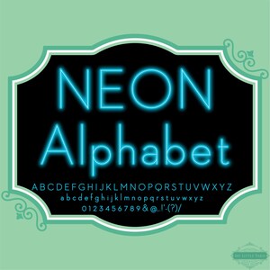 Neon Alphabet PNG Clip Art Letters Font Numbers Instant - Etsy